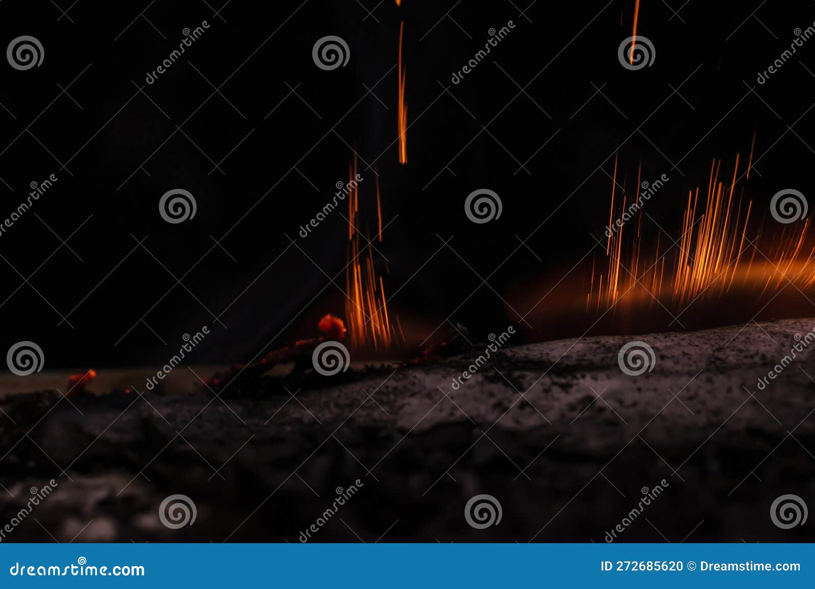 Fire in Dark. Explosion Black Powder Stock Photo - Image of fire, dark ...