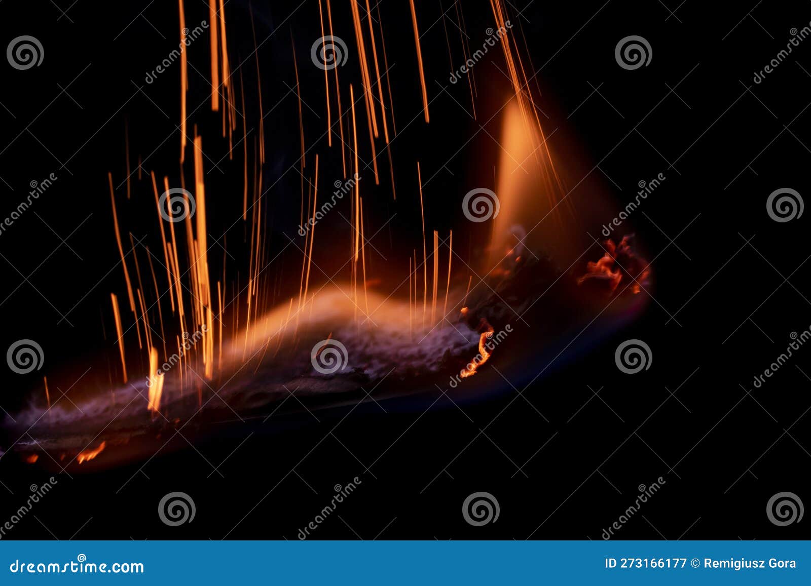 Fire in Dark. Explosion Black Powder Stock Illustration - Illustration ...