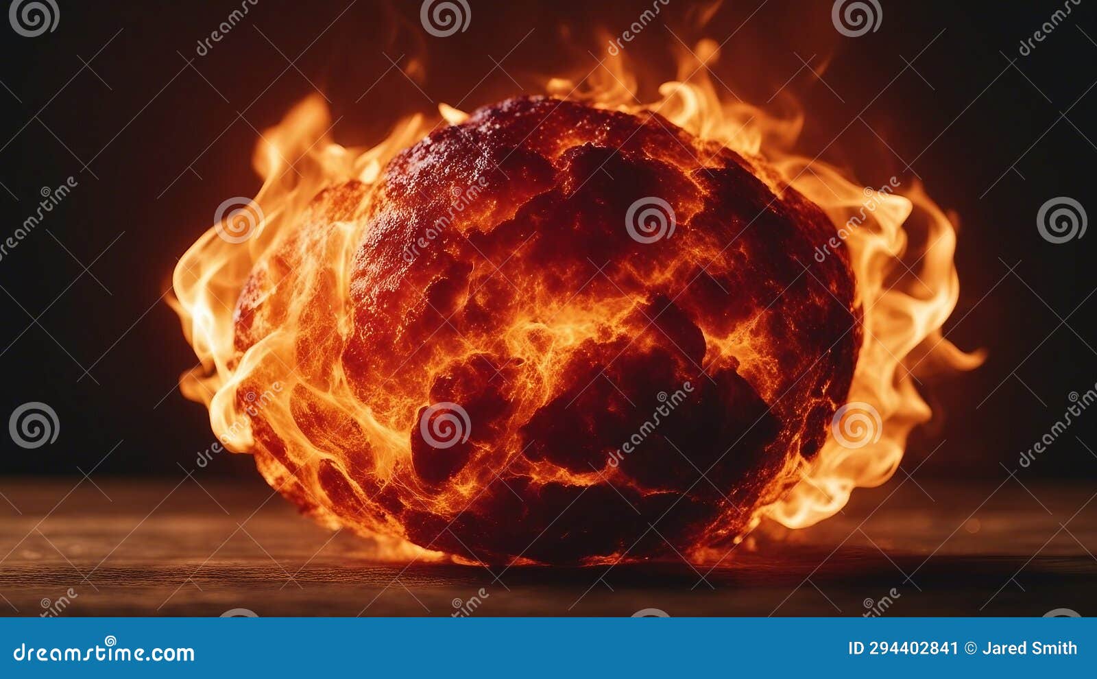 Fire in the Dark, Molten Fireball with Flames Stock Illustration ...