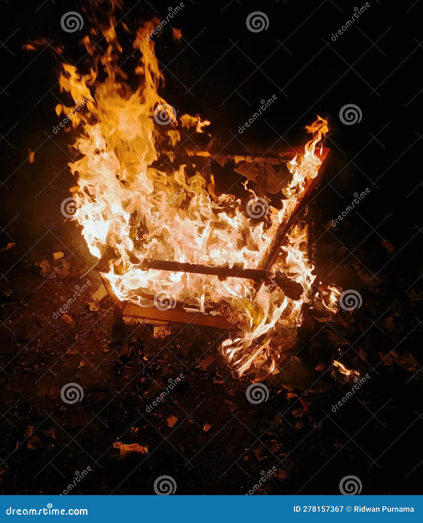 Fire in the Dark Night with Beautiful Night Good Picture Stock Image ...