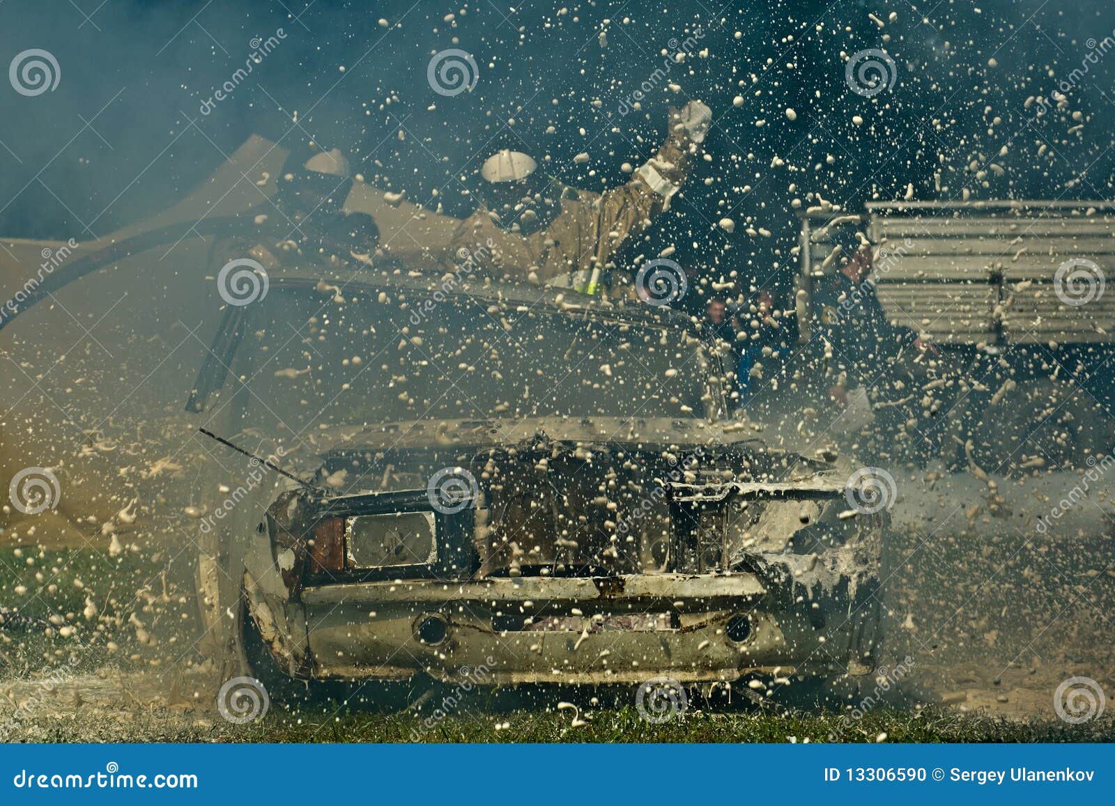 Fire defeated stock photo. Image of spraying, drop, overalls - 13306590