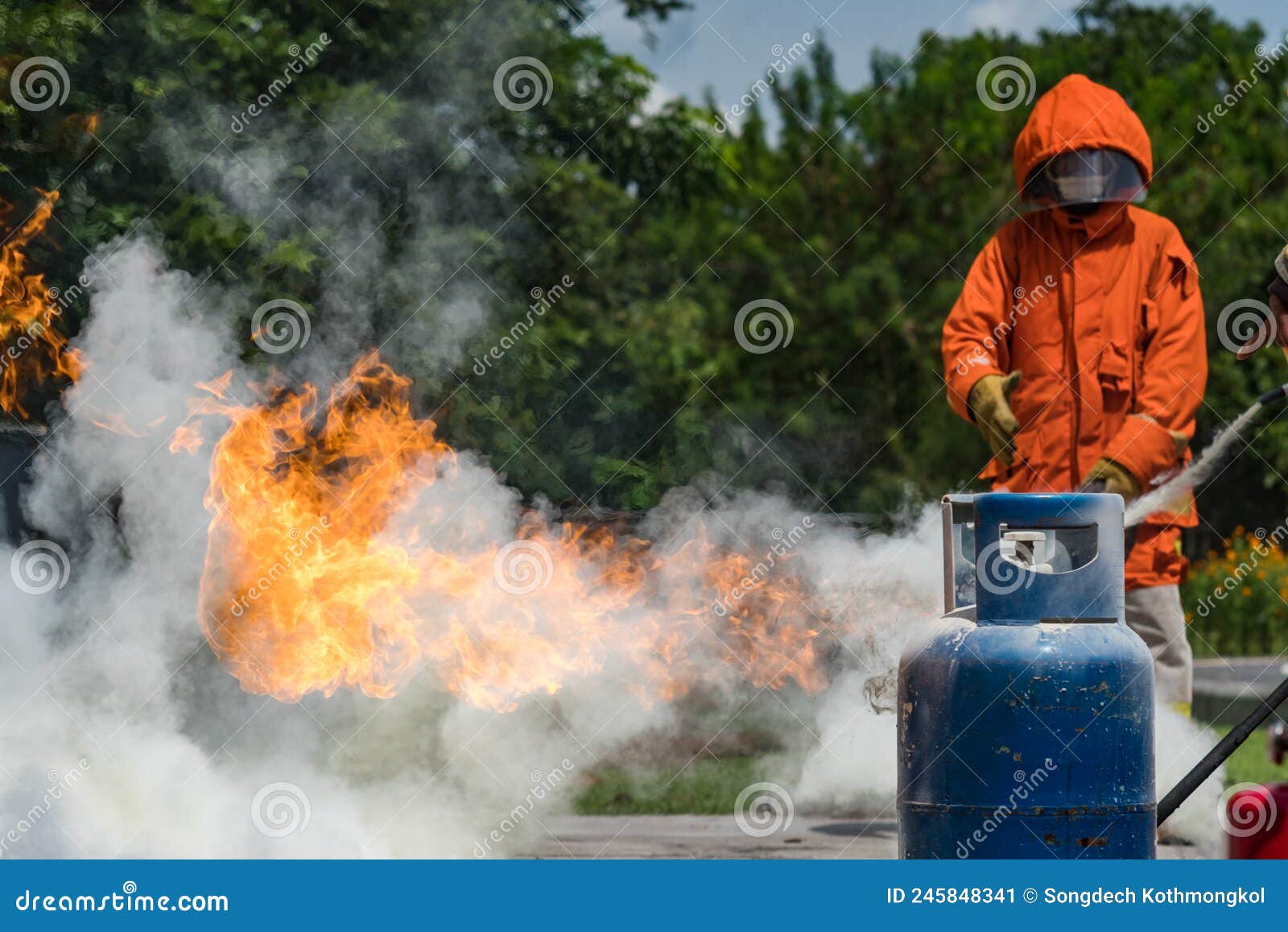 Fire demonstration stock image. Image of emergency, jackets - 245848341