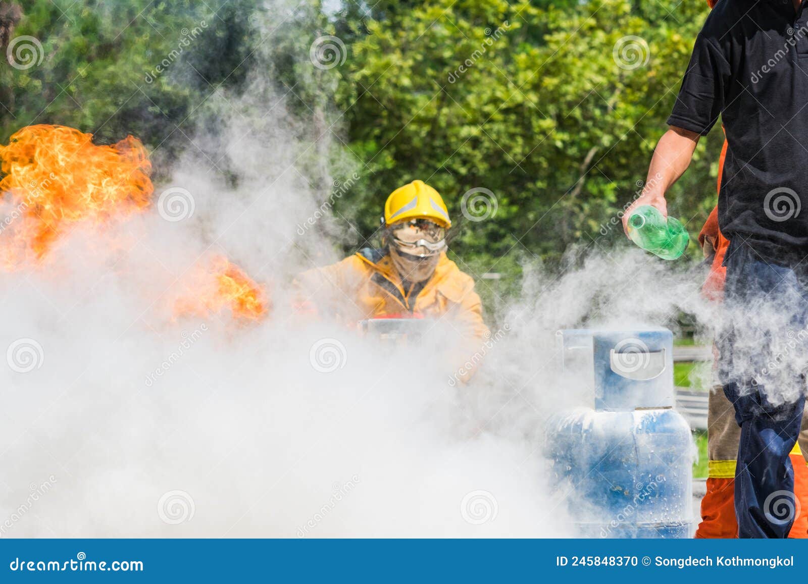 Fire demonstration stock photo. Image of jackets, security - 245848370