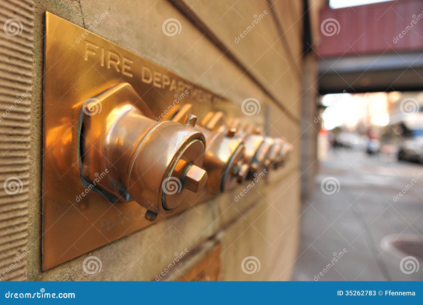 Fire Department Caps on Outside of a Building Stock Image - Image of ...