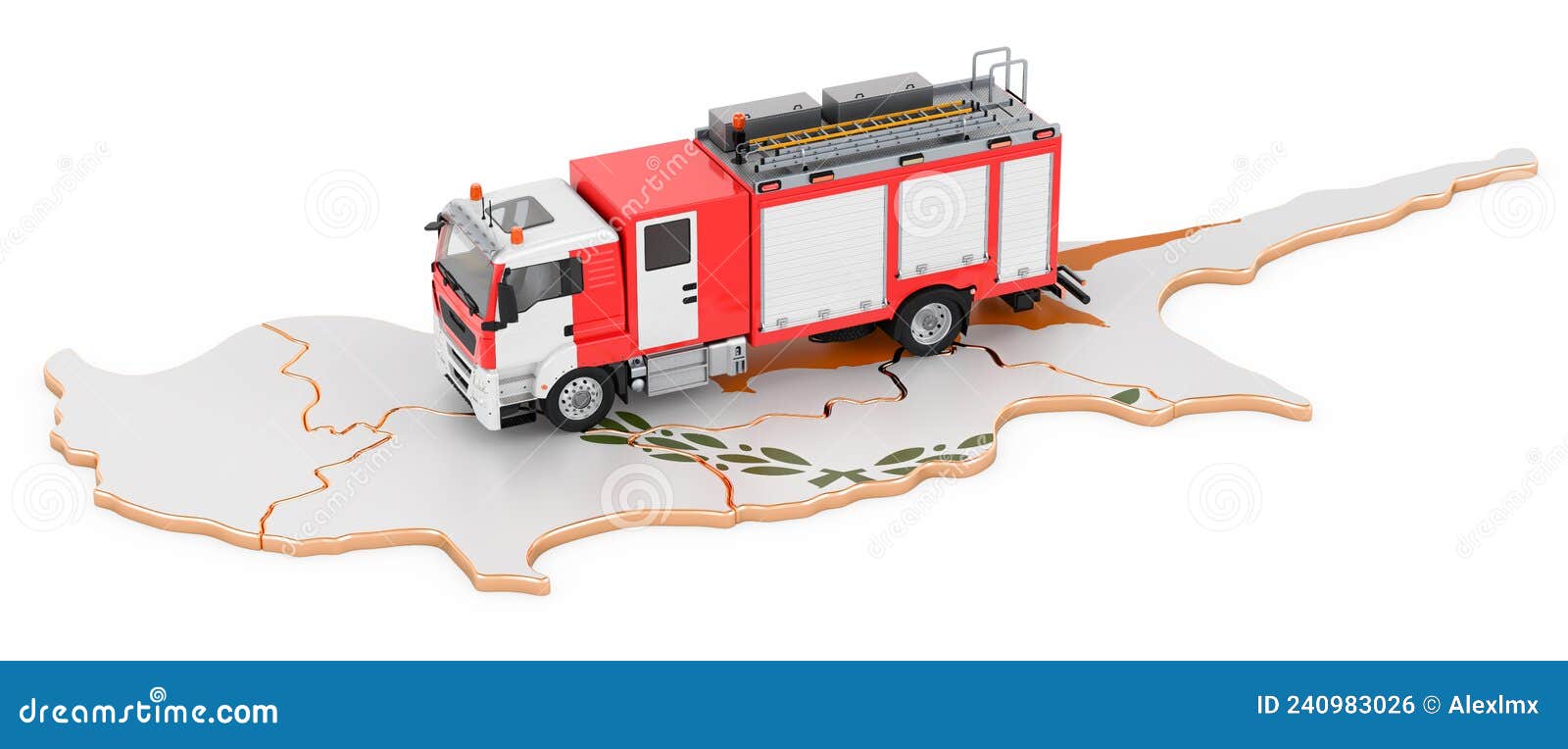 Fire Department in Cyprus. Fire Engine Truck on the Cypriot Map Stock ...