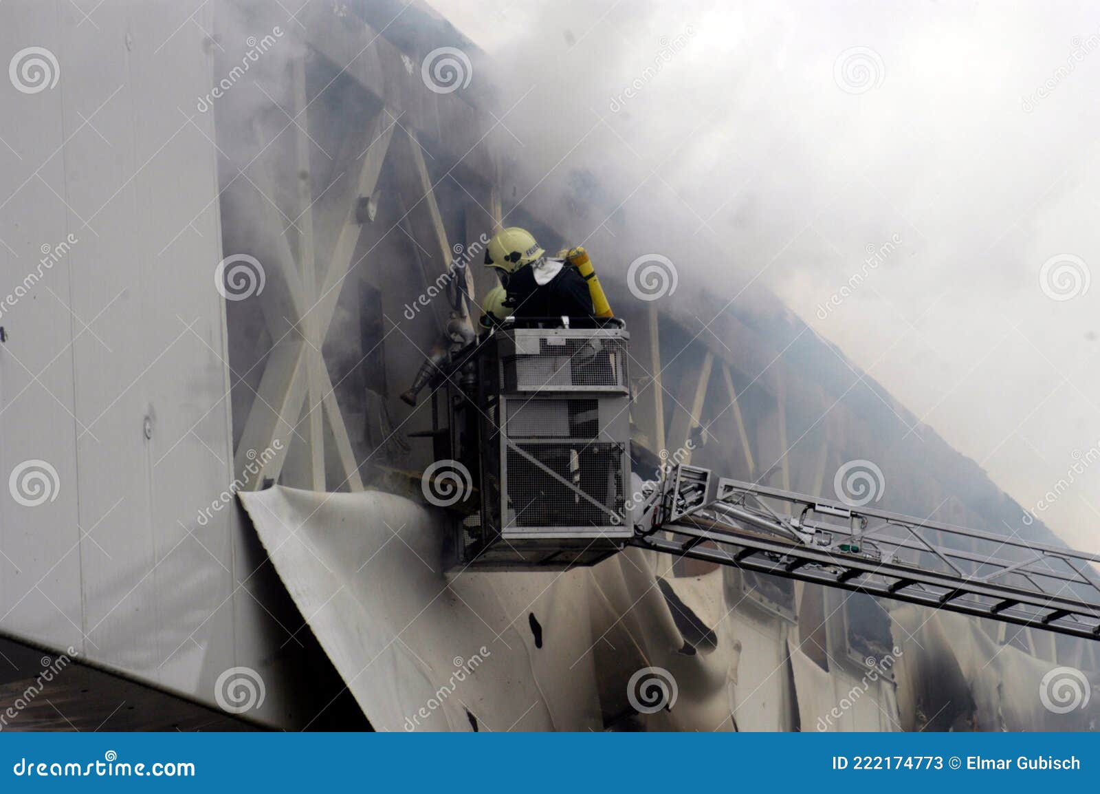 Fire Department Emergency Response with a Turntable Ladder Stock Image ...