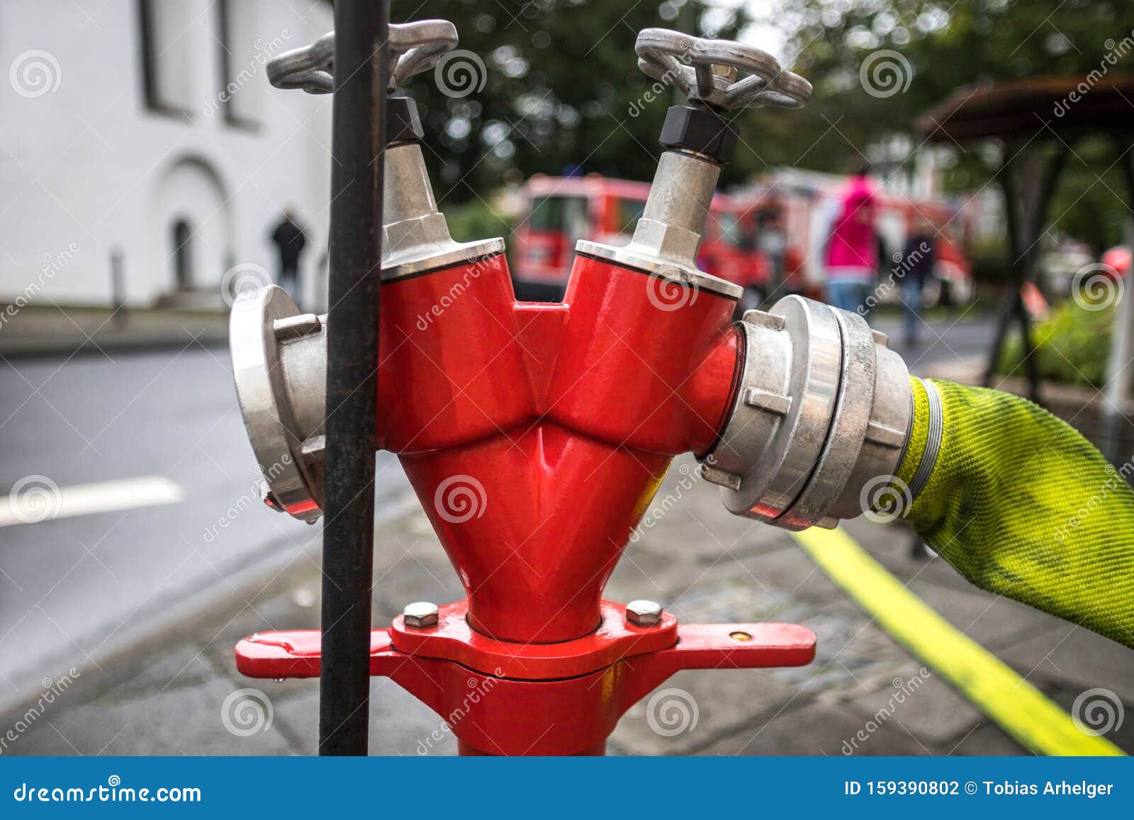 Fire Department Hydrant Connected Stock Photo - Image of water, safety ...