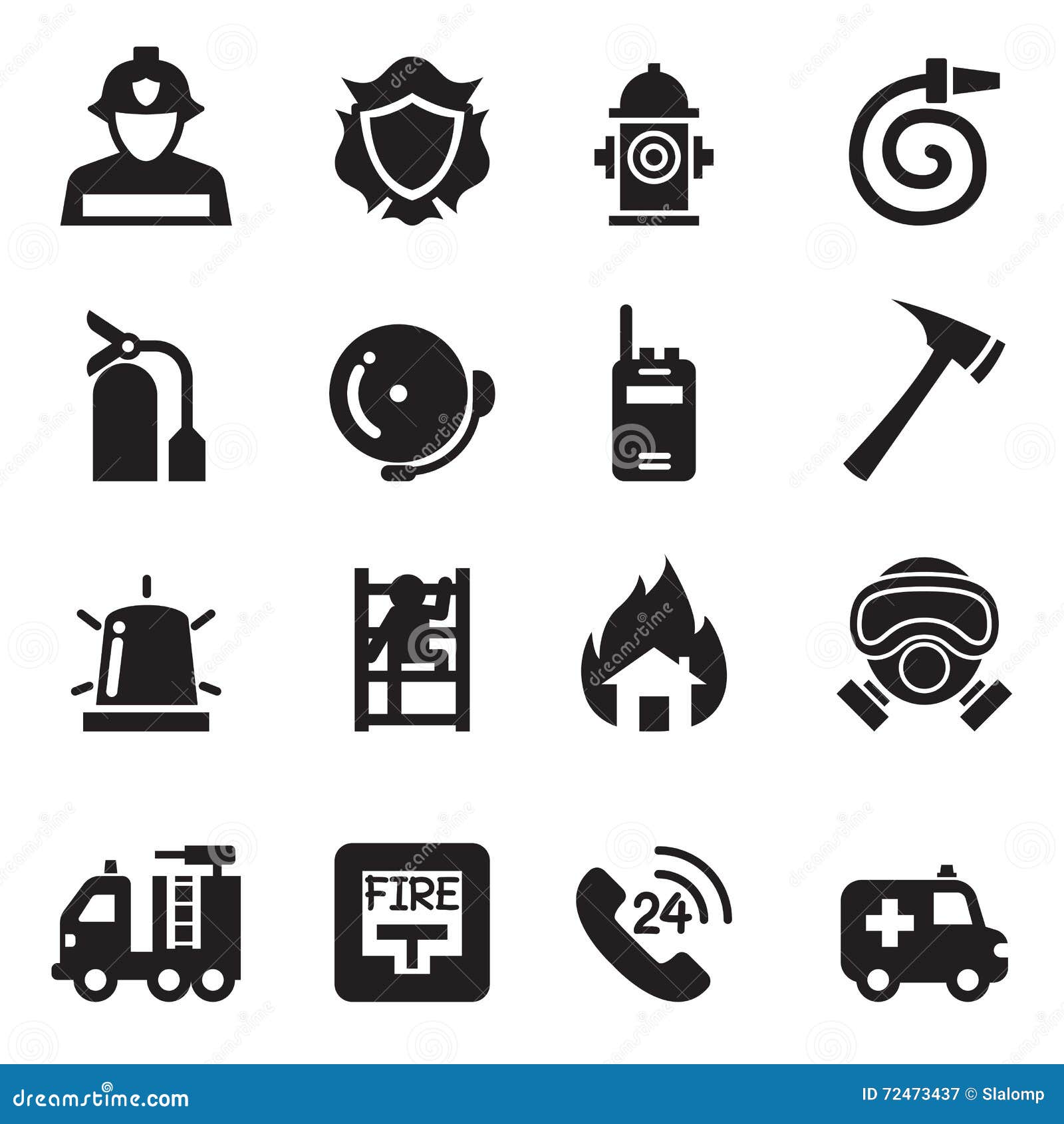 Fire Department Icons Vector Illustration Stock Vector - Illustration ...