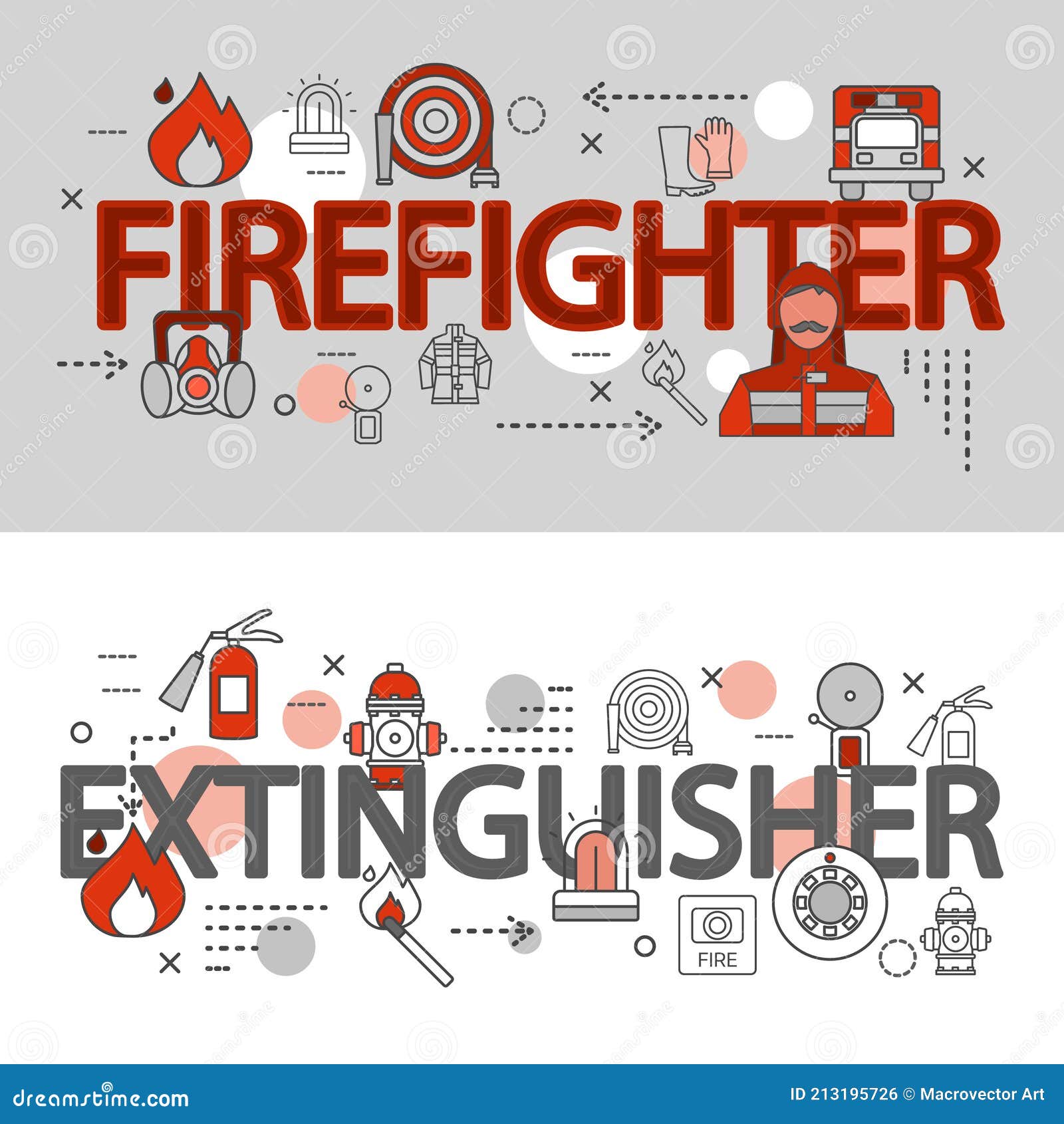 Fire Department Line Banner Set Stock Vector - Illustration of hero ...
