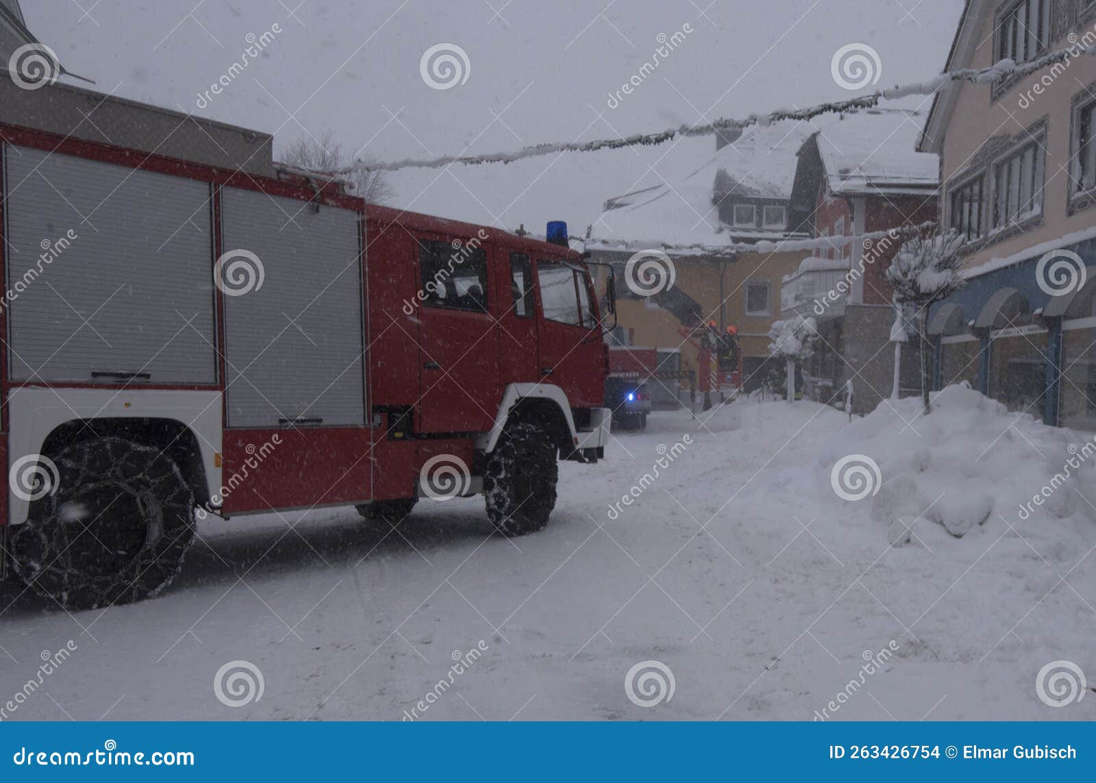 Fire Department Operation in Winter Stock Photo - Image of snow ...