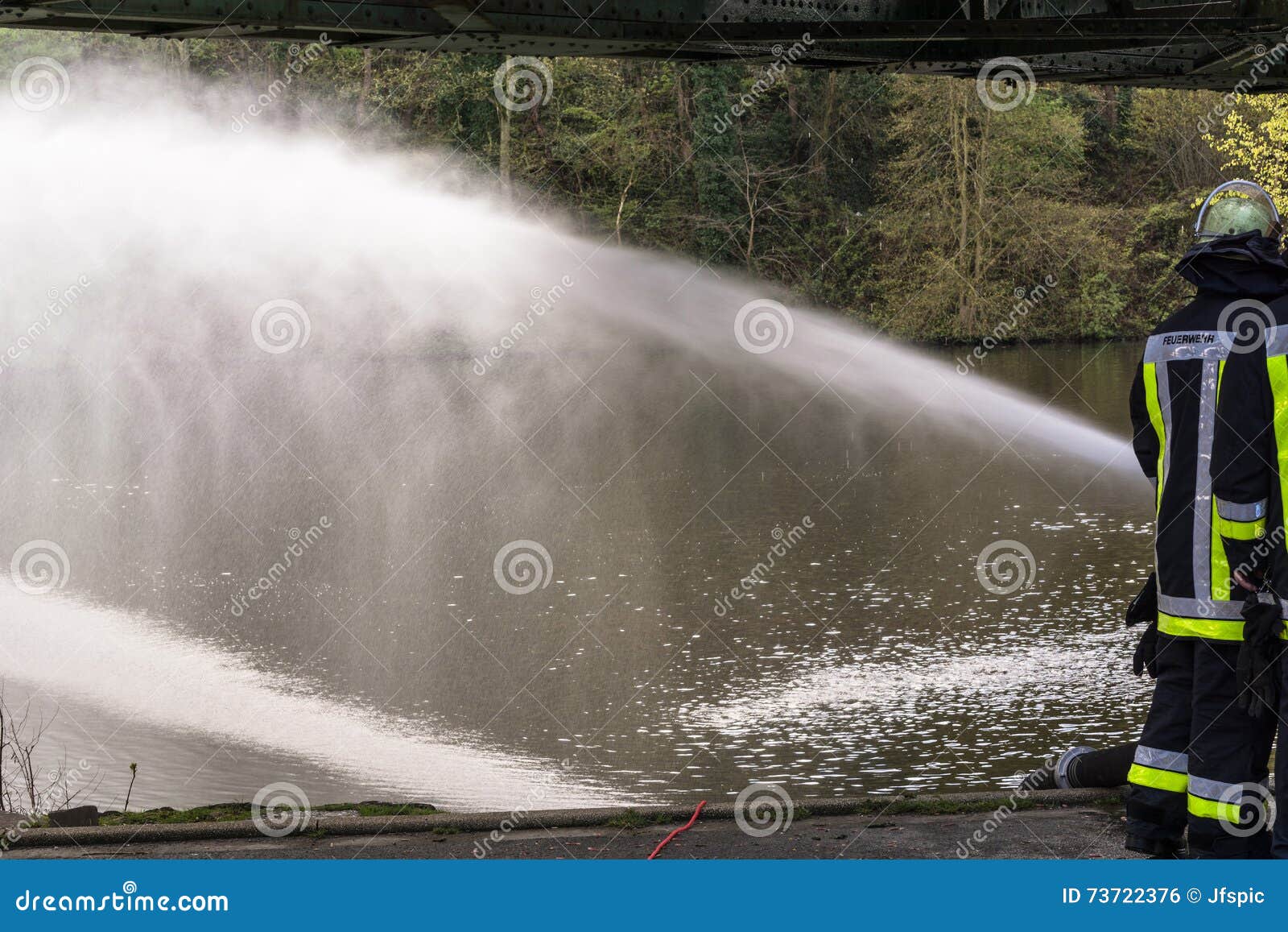 Fire Department Sprayed Extinguishing Water during an Exercise. Stock ...