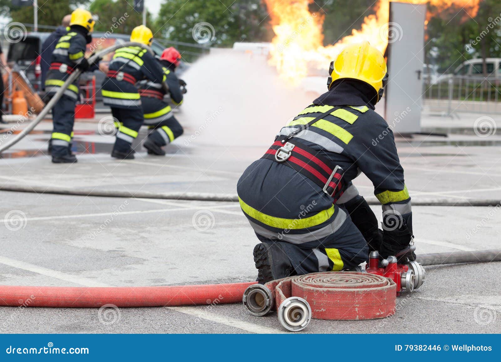 Fire department training editorial photo. Image of exercise - 79382446