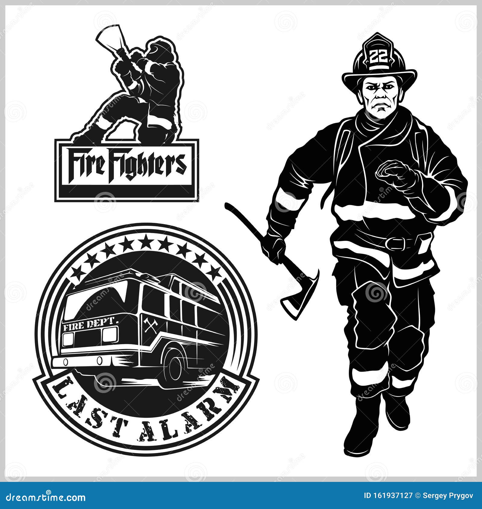 Fire Department Vector Set - Fireman S and Emblems - Badges, Elements ...