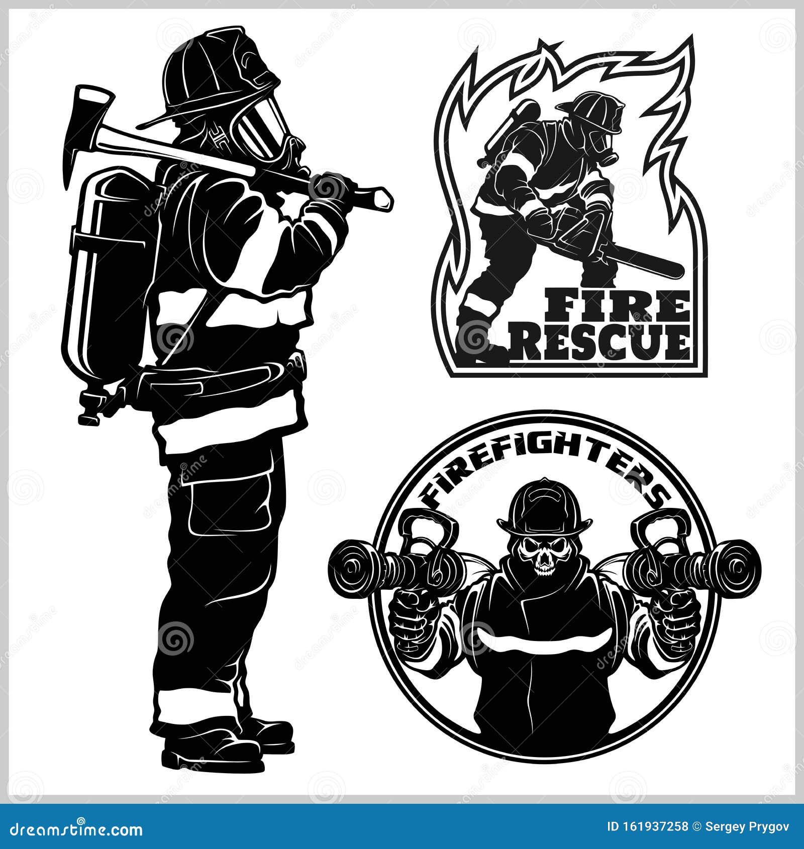 F Is For Fireman Vector Illustration | CartoonDealer.com #88427076