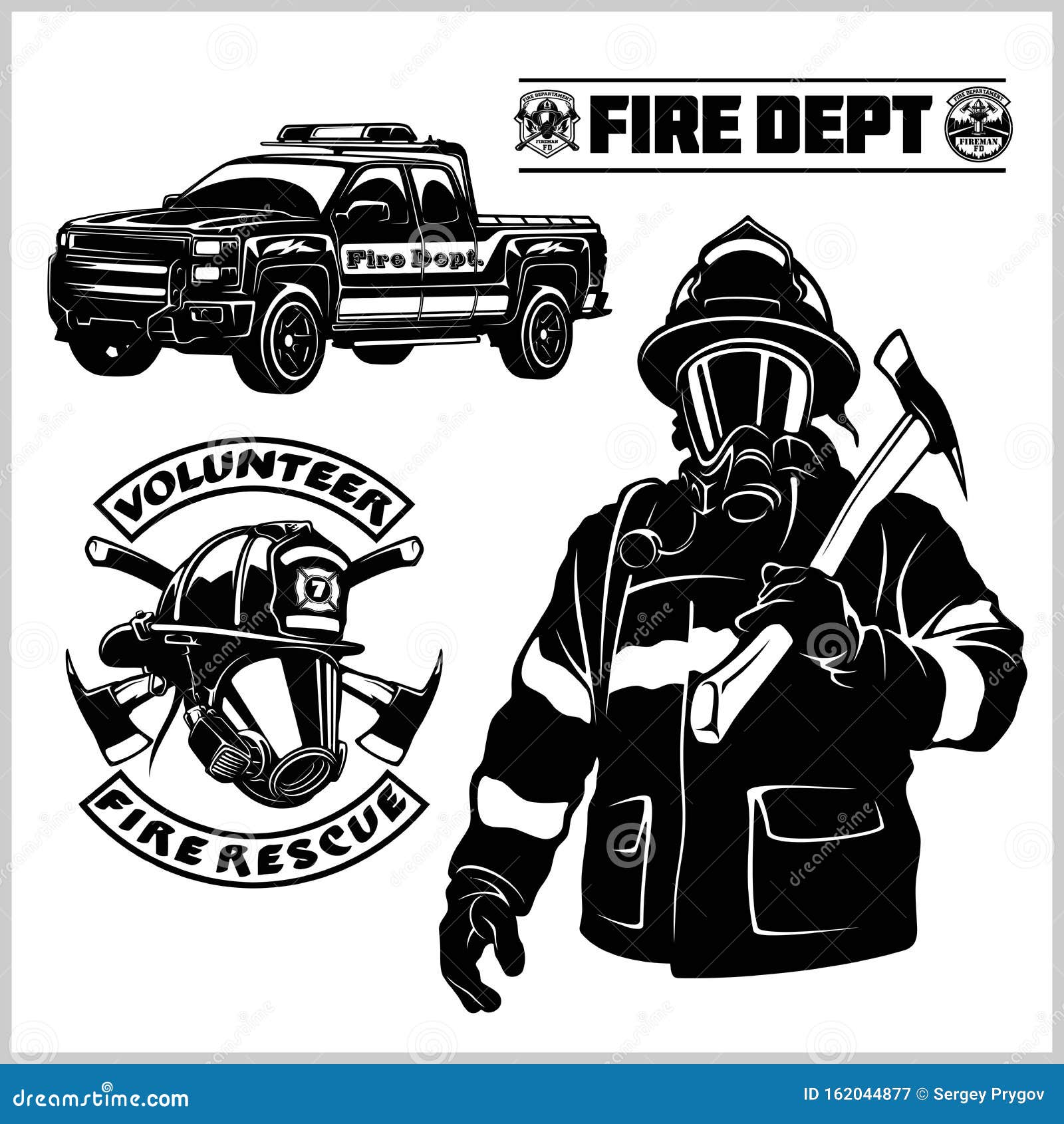 Fire Department Vector Set - Fireman S and Emblems - Badges, Elements ...