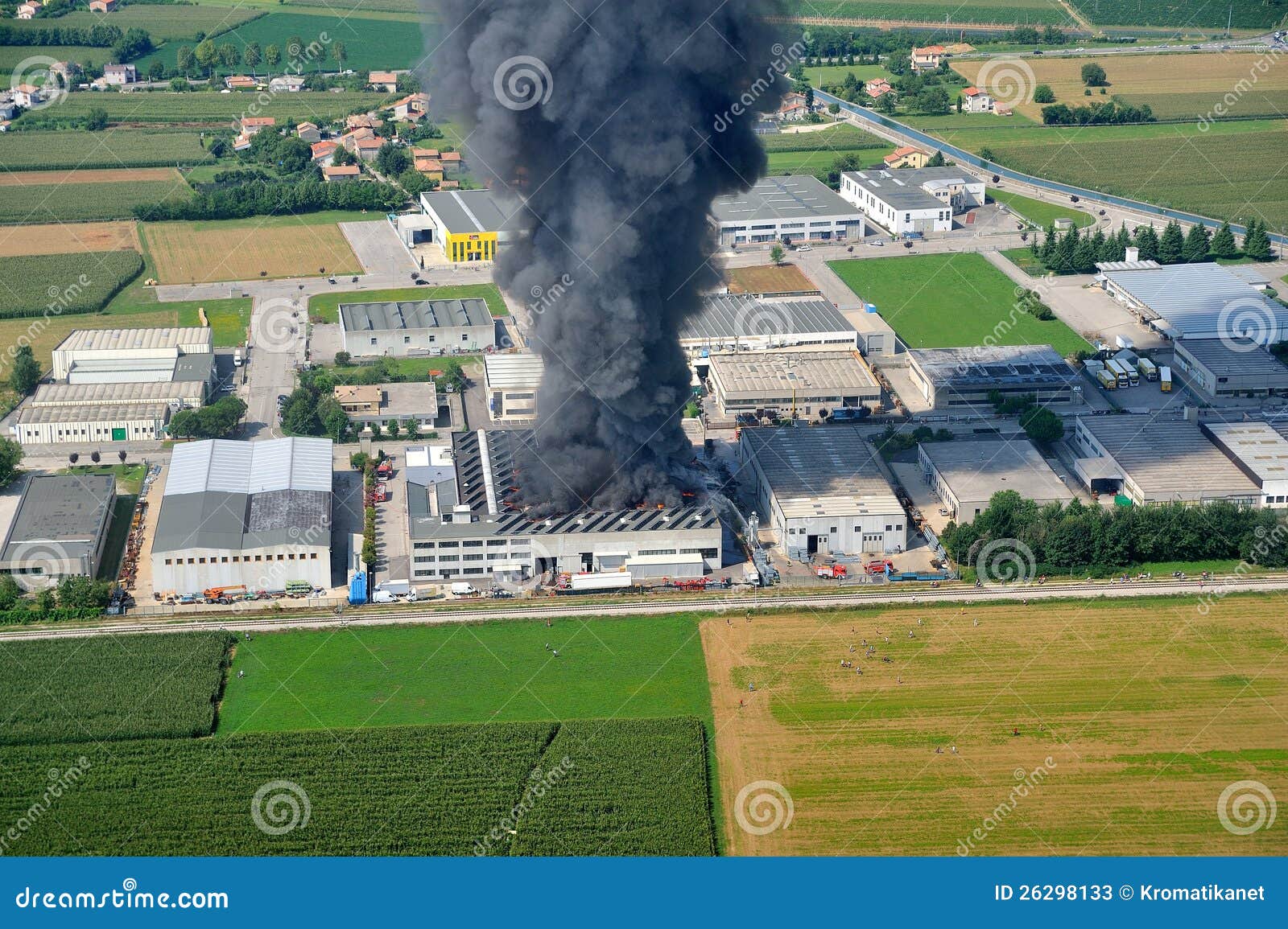 Fire destroyed a factory stock image. Image of factory - 26298133