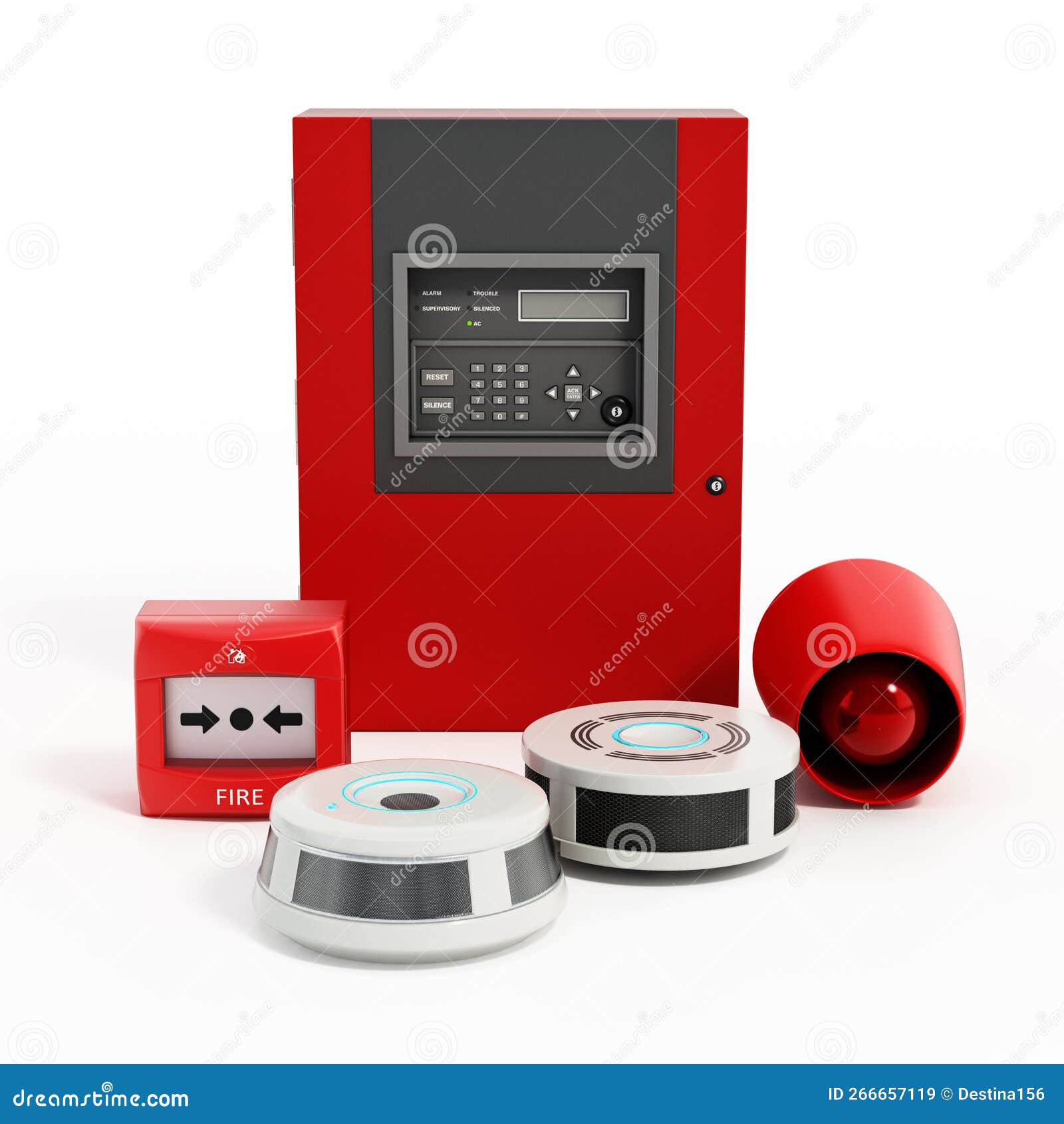 Fire Detection Alarm Monitor Panel System. 3D Illustration Stock ...
