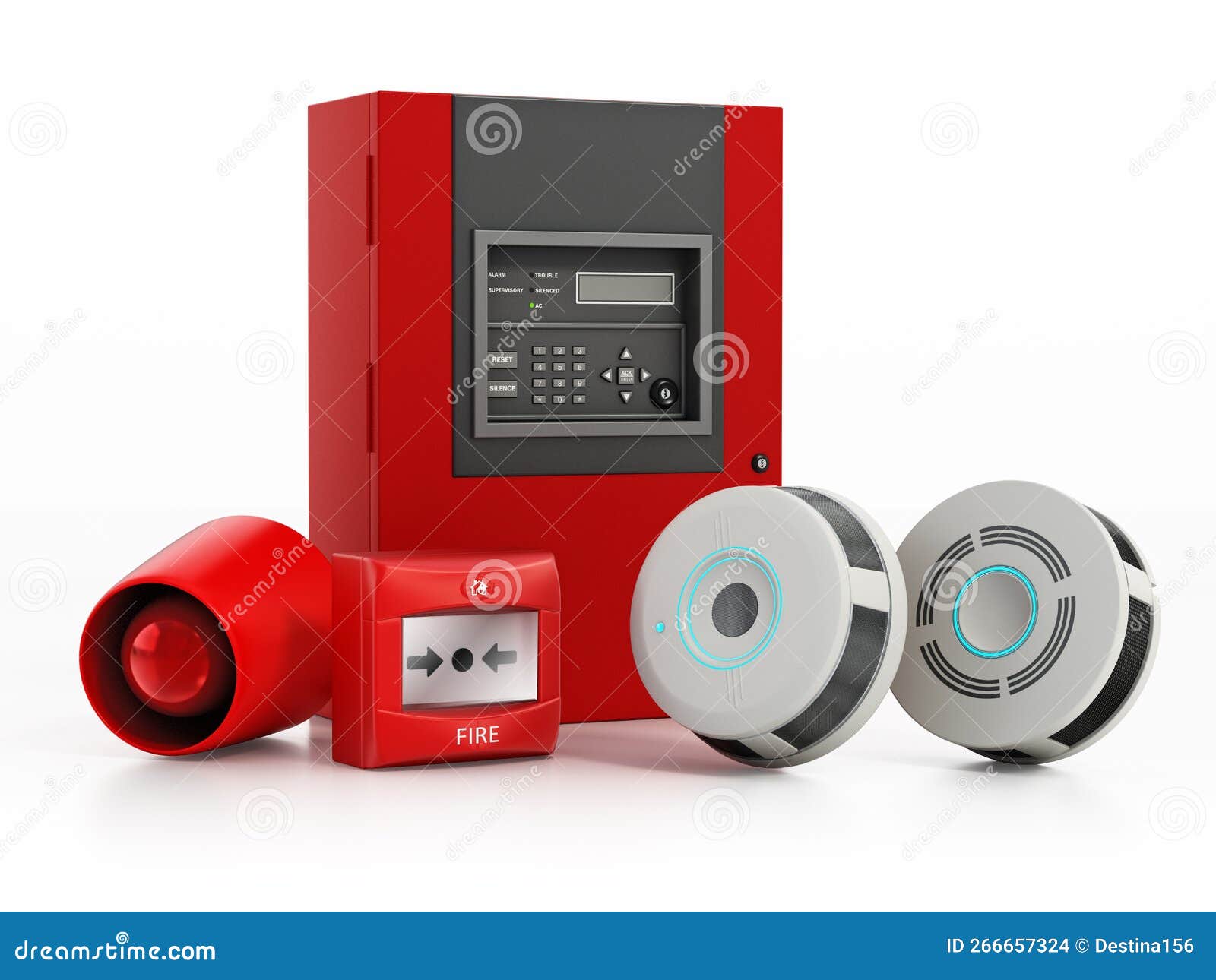 Fire Detection Alarm Monitor Panel System. 3D Illustration Stock ...