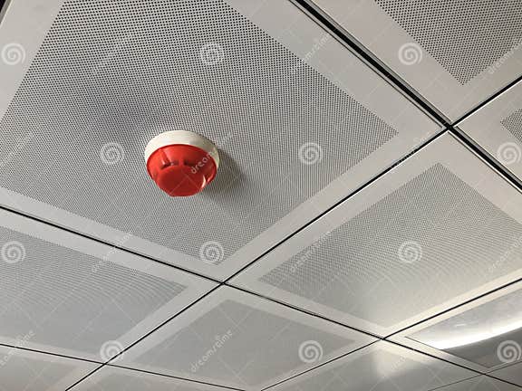 Fire Detector at False Ceiling. Fire Alarm System Stock Image - Image ...