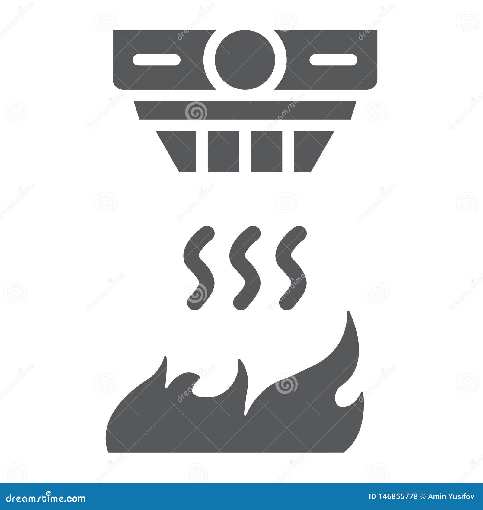 Fire Detector Glyph Icon, Alarm and Equipment, Smoke Detector Sign ...