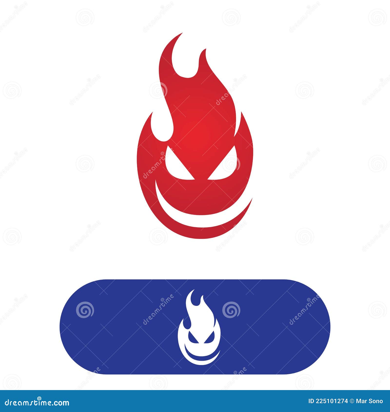 Fire Devil Smile in Flame Logo Vector Illustration Stock Vector ...