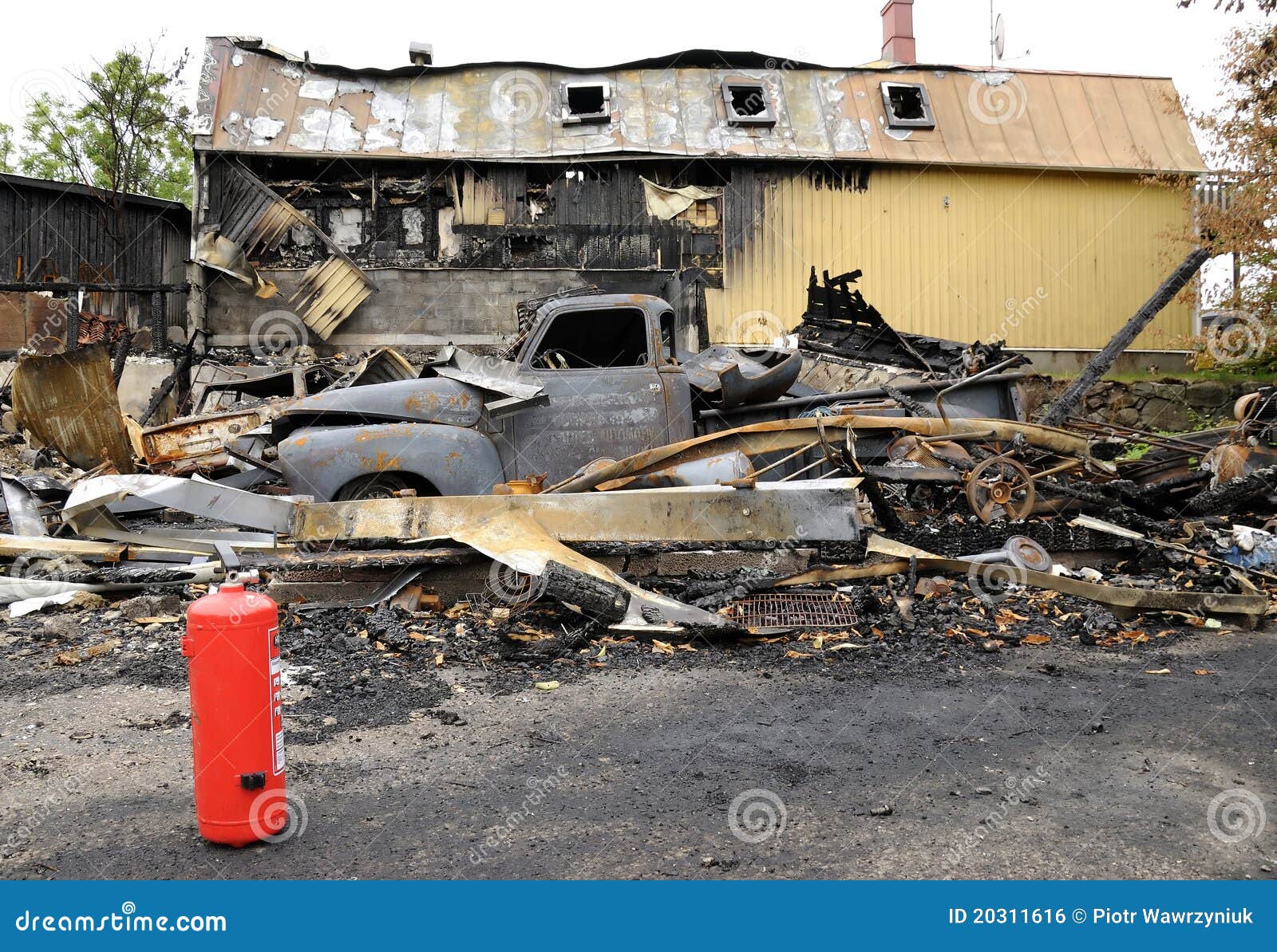 Fire disaster landscape stock photo. Image of construction - 20311616