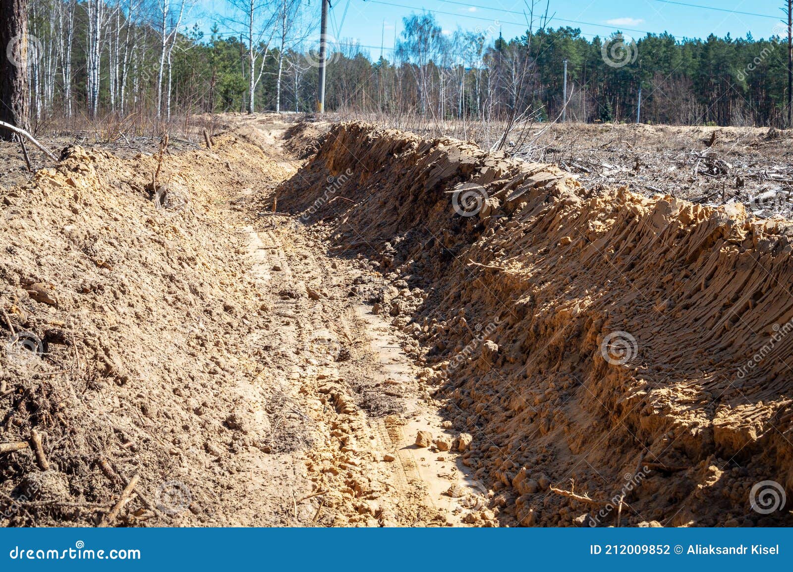 Fire Ditch in the Forest. New Fire Pit on the Outskirts of the Forest ...