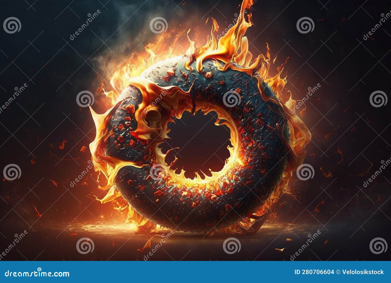 Fire Donut. Weight Management Concept. Generative AI Stock Illustration ...