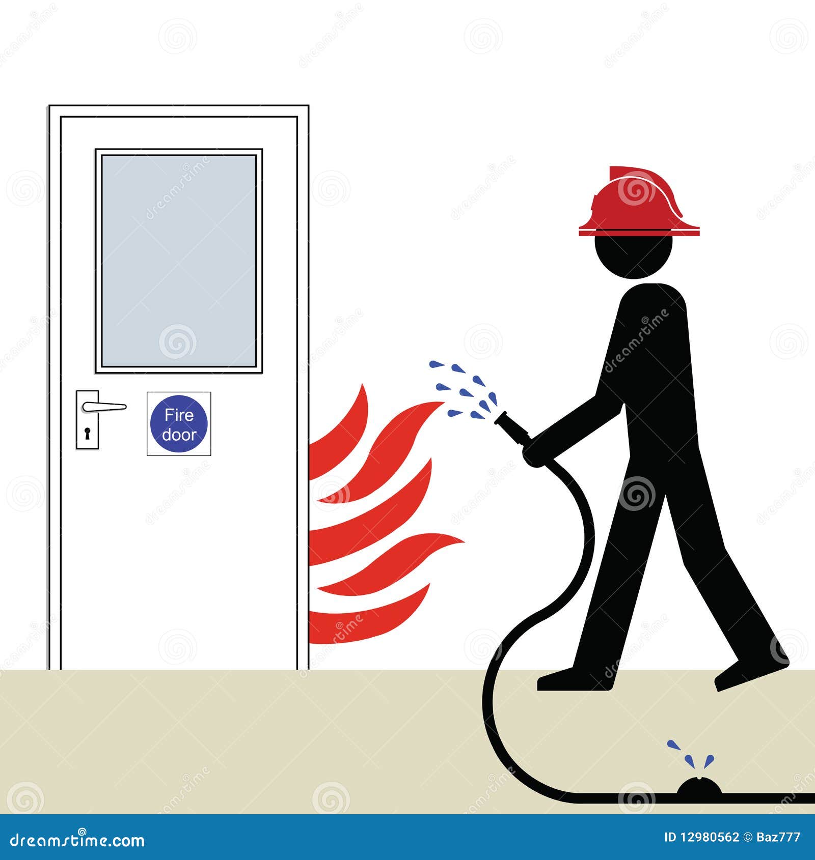 Fire door stock vector. Illustration of lock, doorframe - 12980562