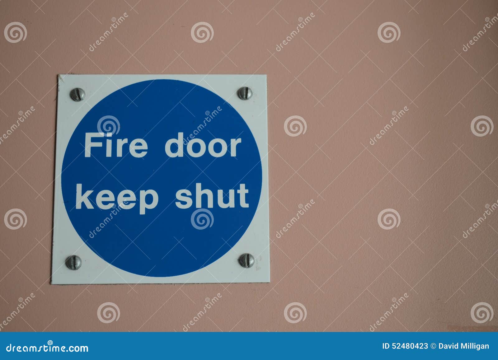 Fire door sign stock image. Image of health, round, blue - 52480423