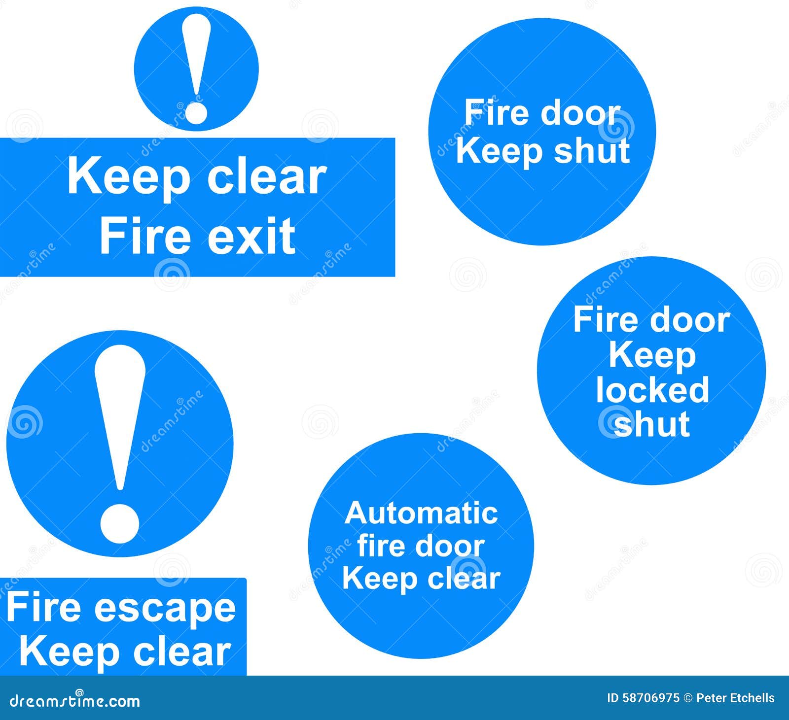 Fire door signs collage stock vector. Illustration of order - 58706975