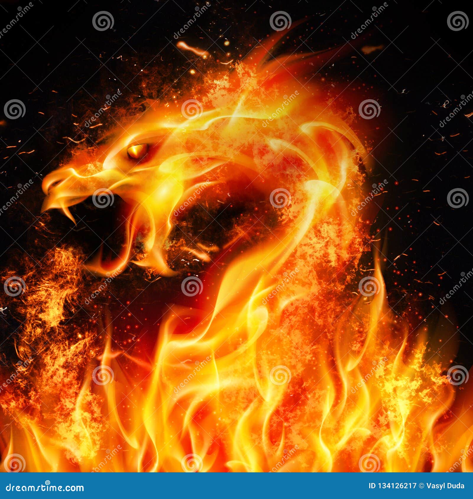 Fire Dragon stock illustration. Illustration of field - 134126217