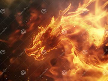 Fire Dragon on Black Background Stock Image - Image of chinese, symbol: 309286815