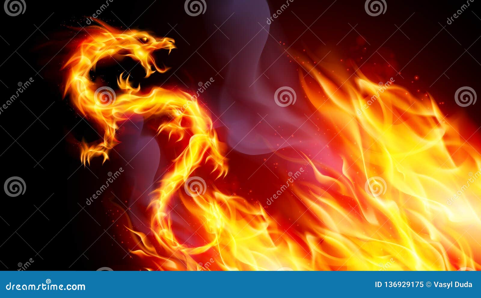 Fire Dragon stock vector. Illustration of china, combustion - 136929175