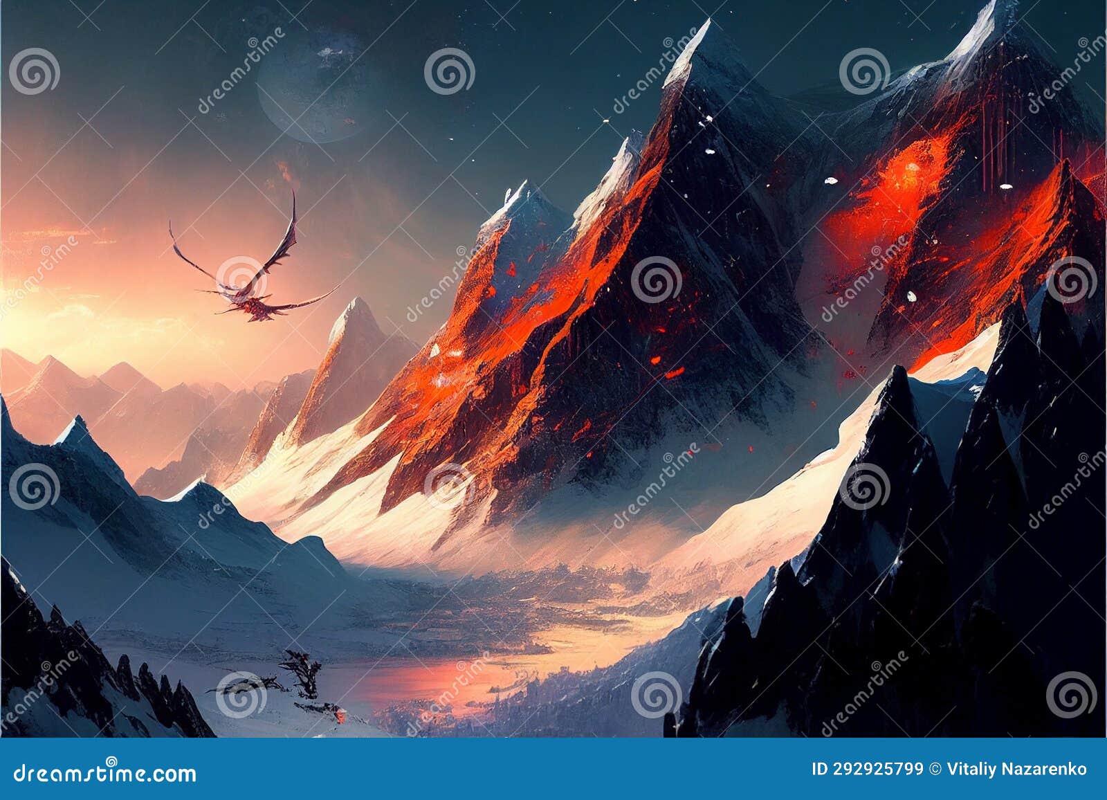 Fire Dragon Flies in the Sky. AI Generated. Stock Image - Image of ...