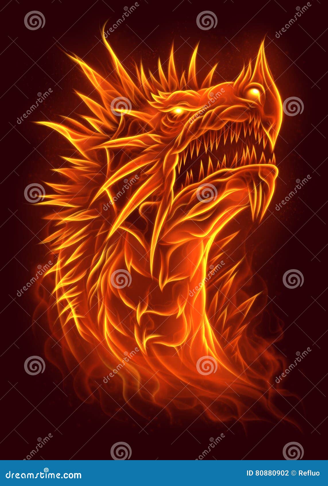 Fire dragon head stock illustration. Illustration of digital - 80880902