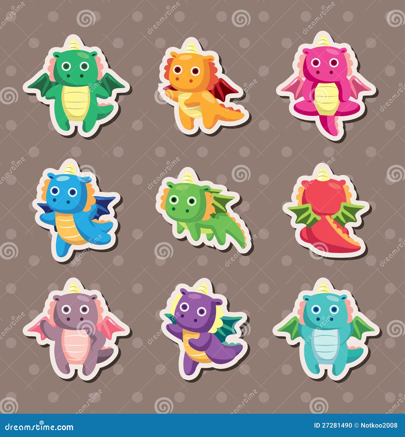 Fire dragon stickers stock vector. Illustration of adorable - 27281490