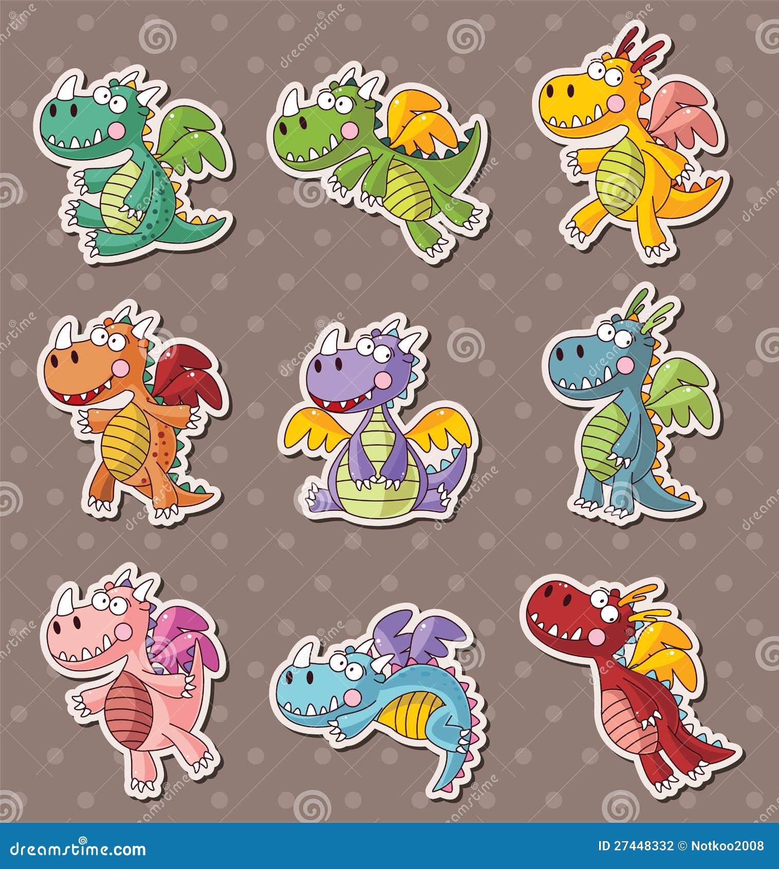 Fire dragon stickers stock vector. Illustration of collection - 27448332