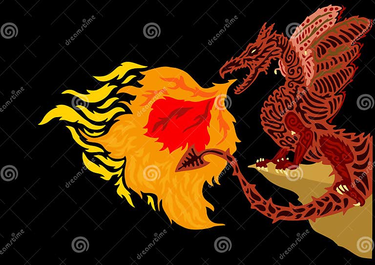 Fire Dragon (Vector) stock vector. Illustration of flying - 2613233