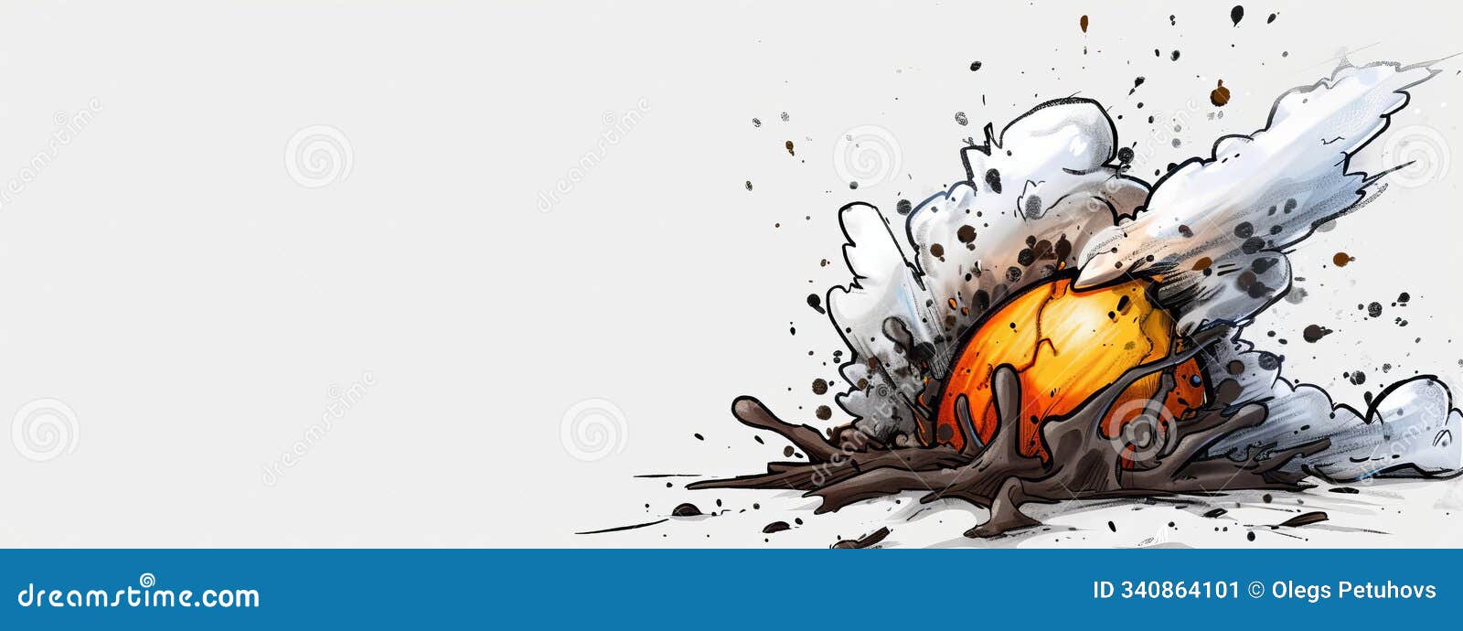 A Fire Drawing With Copious White Smoke Billowing Up And A Yellow Fire ...