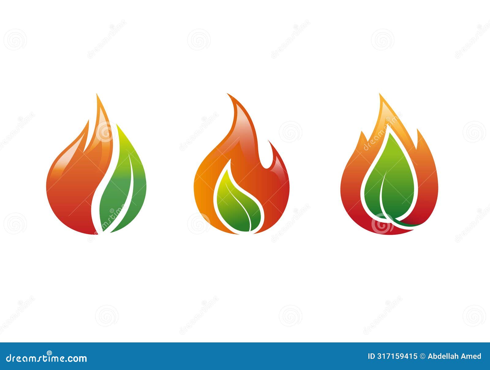 Creative Fire Leaf Set Logo Vector Stock Illustration - Illustration of ...