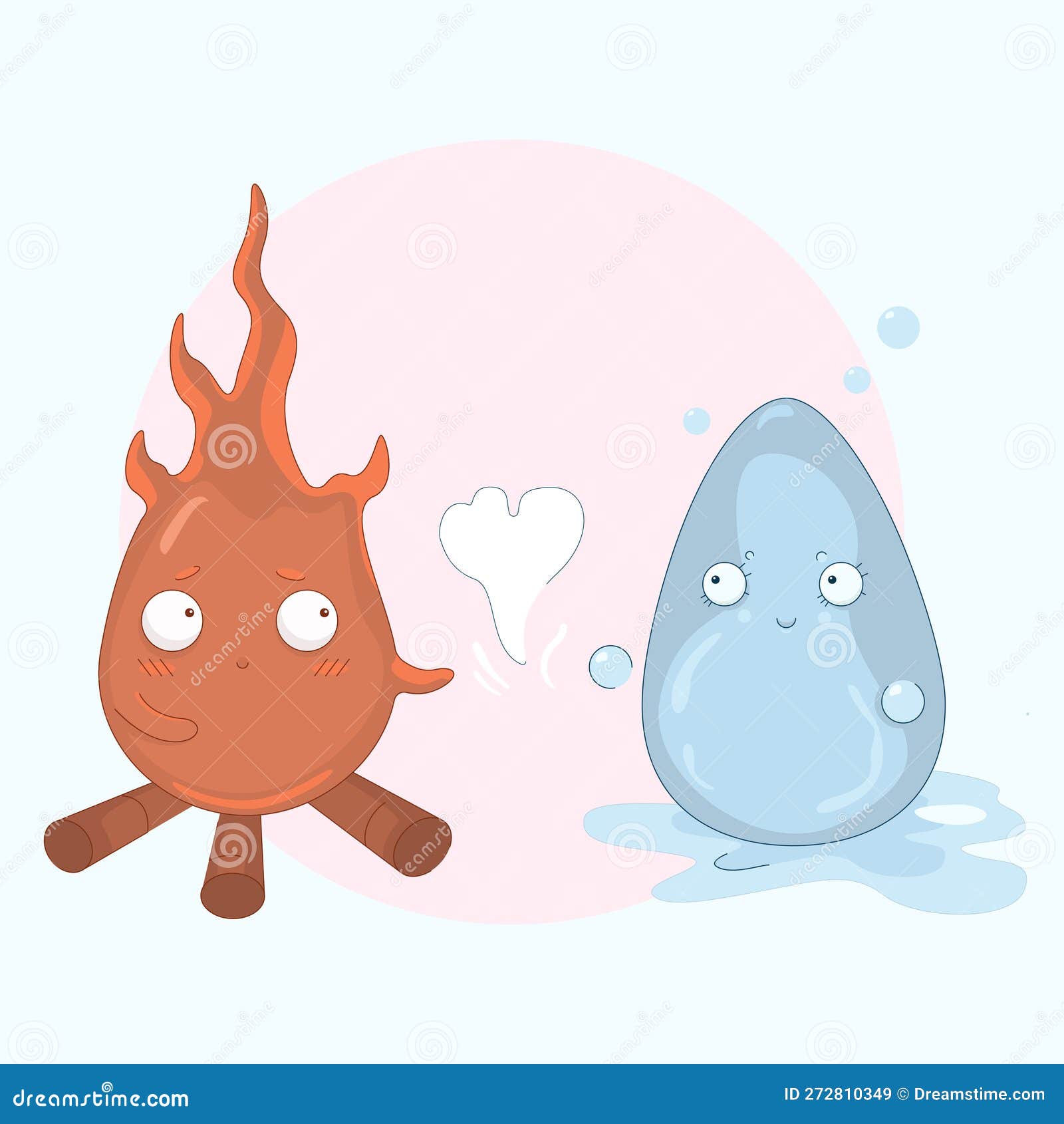Fire and a Drop of Water Like Each Other. Cute Vector Illustration for ...