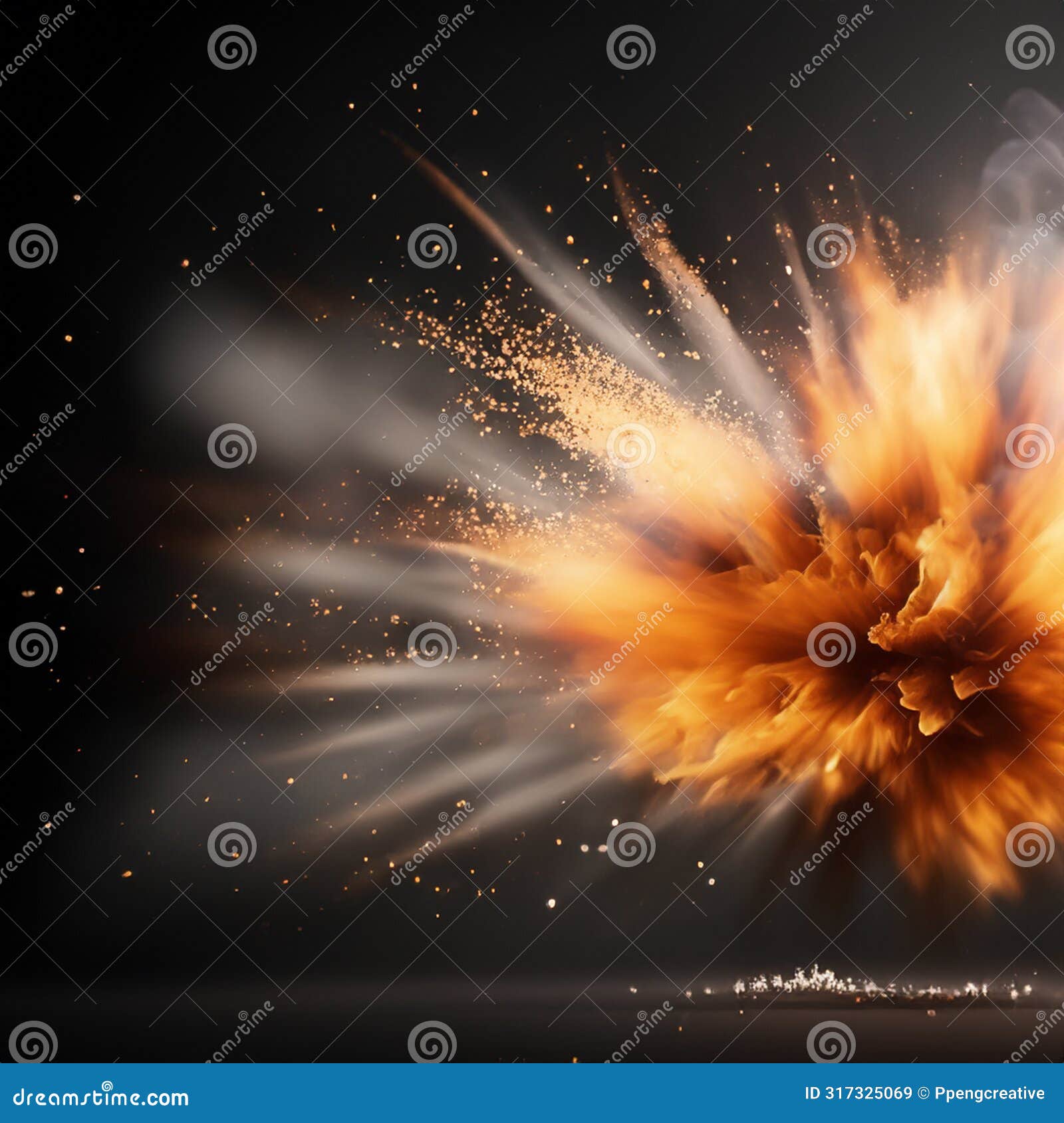 Fire Dust Exploding Fire Explosion or Fiery Explosion Against Black ...
