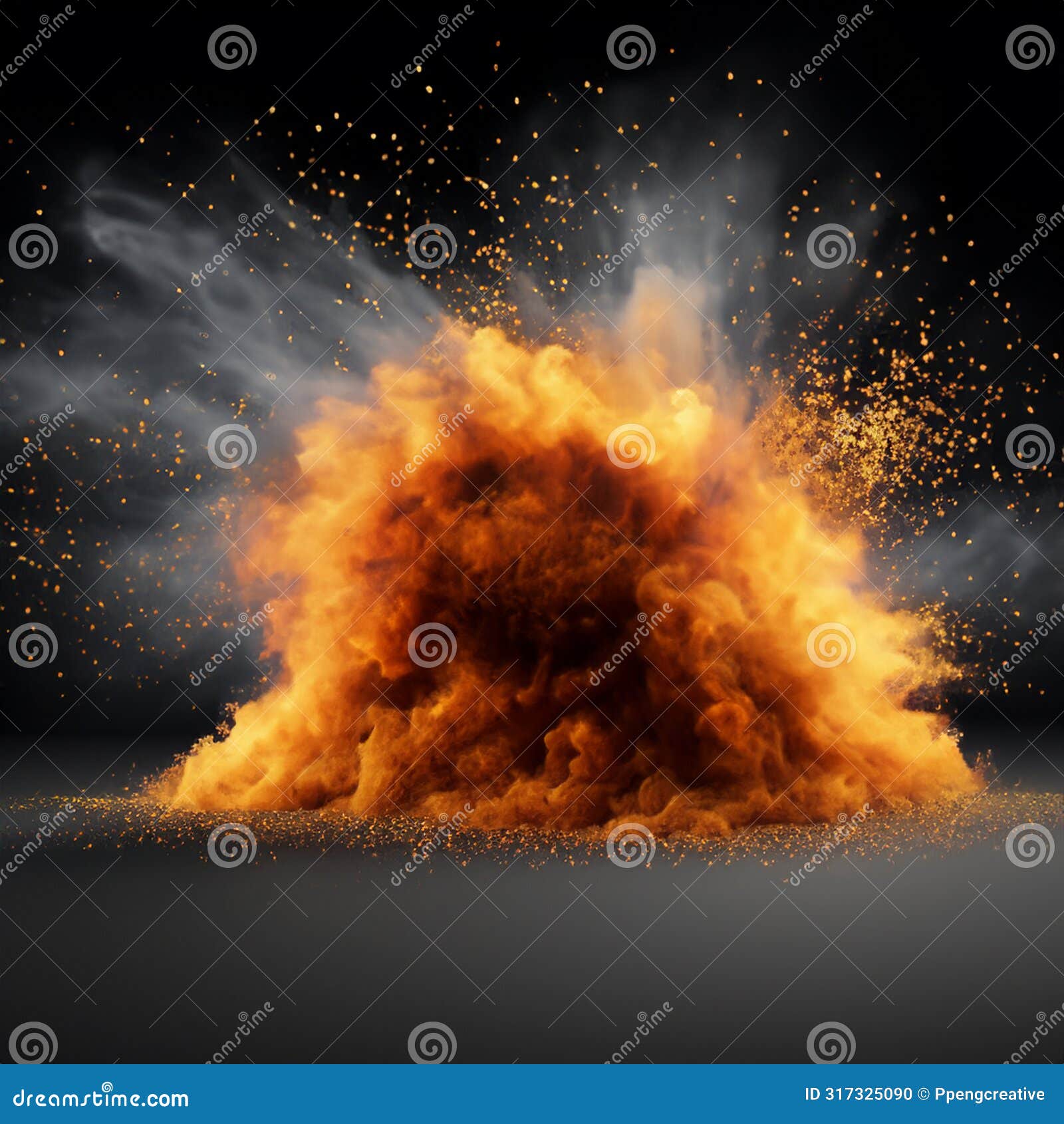 Fire Dust Exploding Fire Explosion or Fiery Explosion Against Black ...