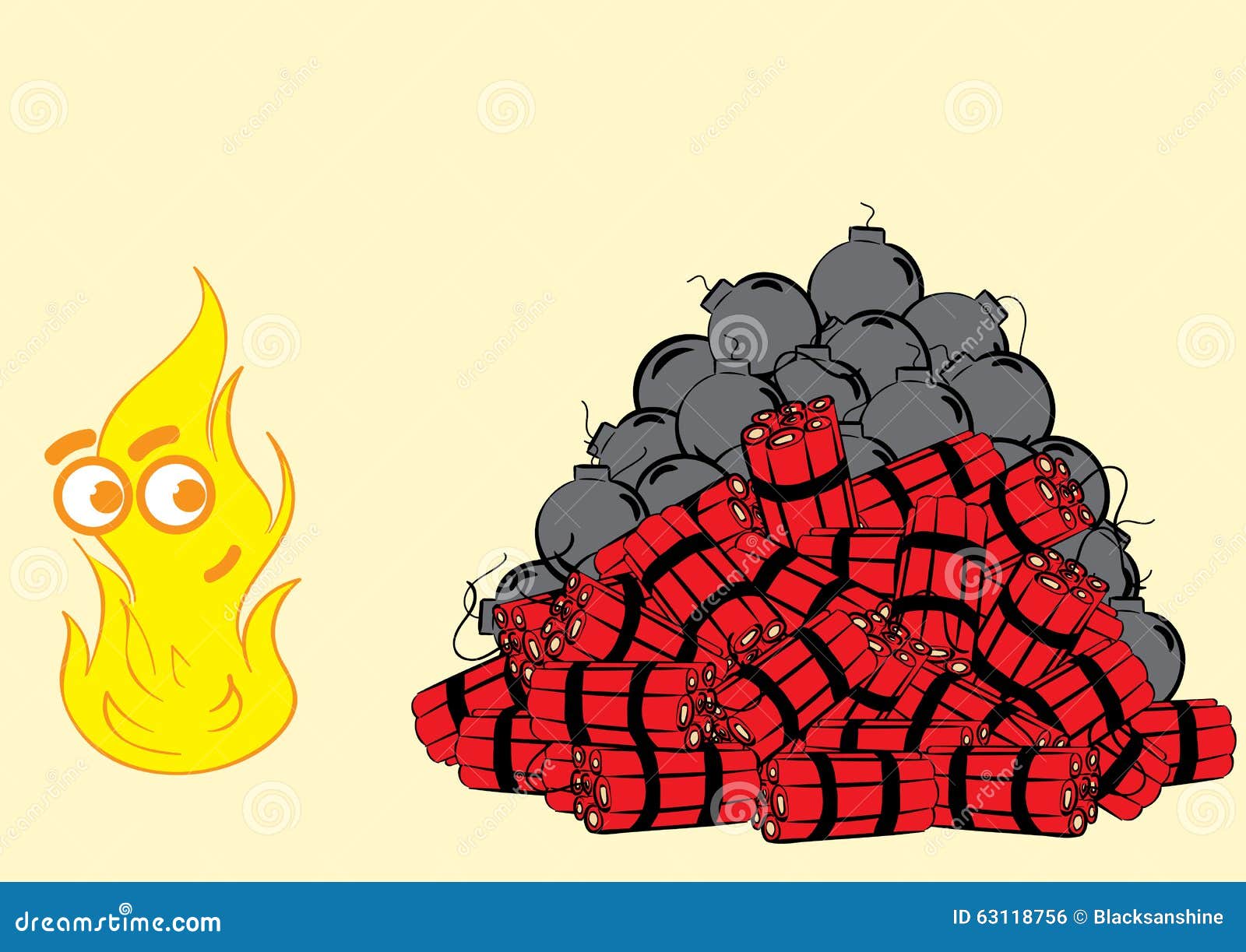 Fire and dynamite stock vector. Illustration of cartoon - 63118756
