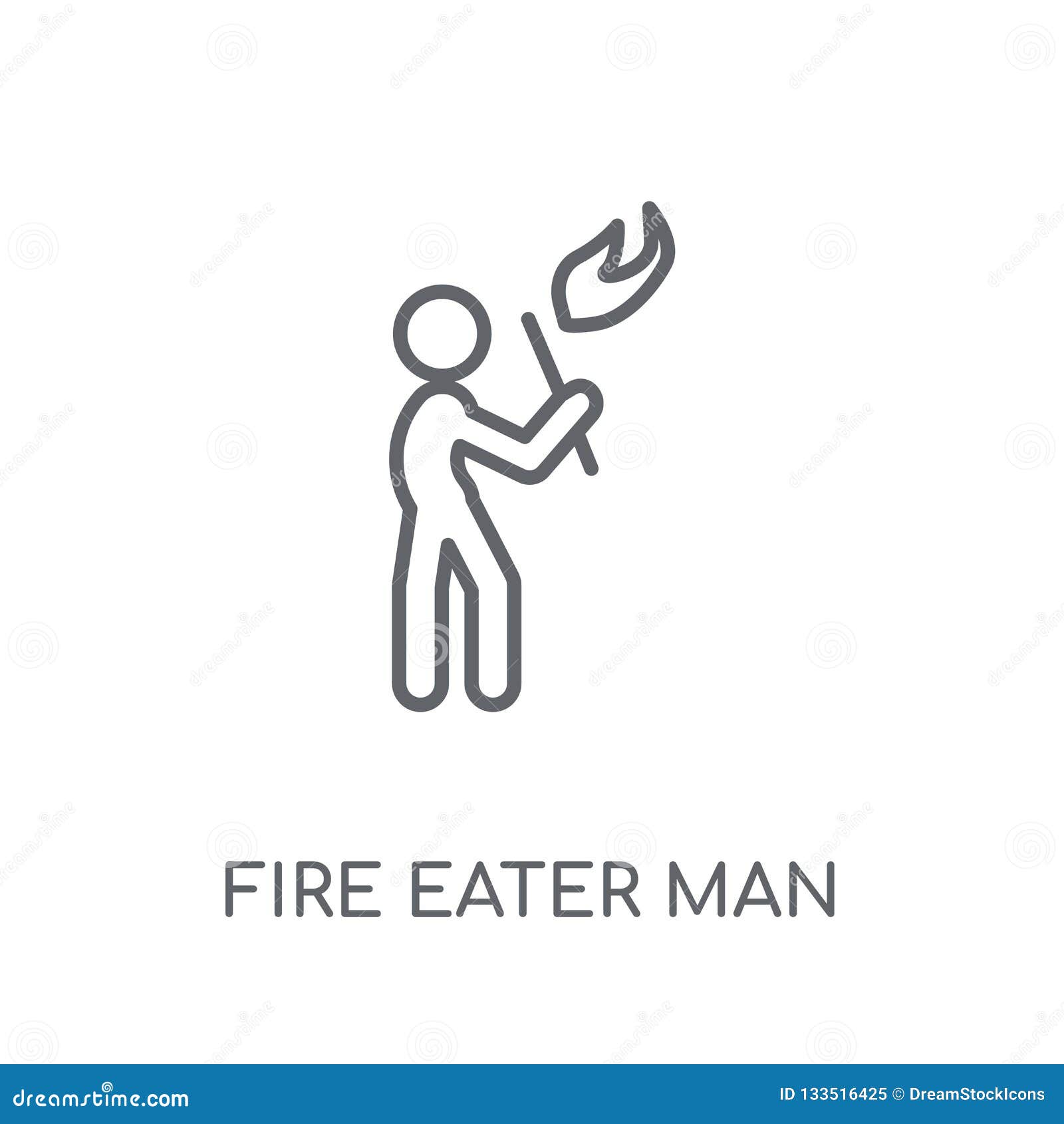 Fire Eater Man Concept Vector Linear Icon Isolated On Transparent ...