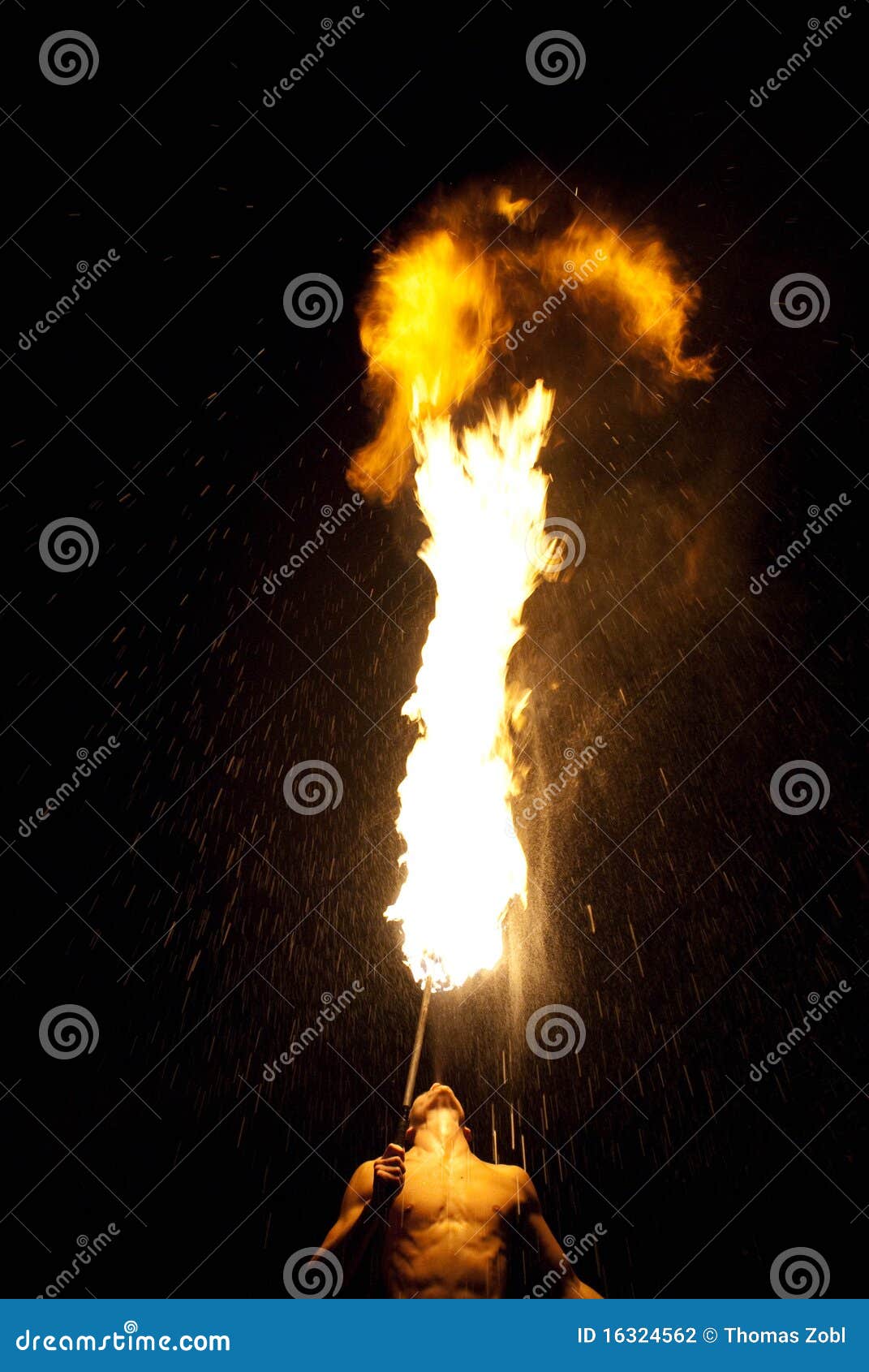 Fire-eater performance stock photo. Image of flammable - 16324562