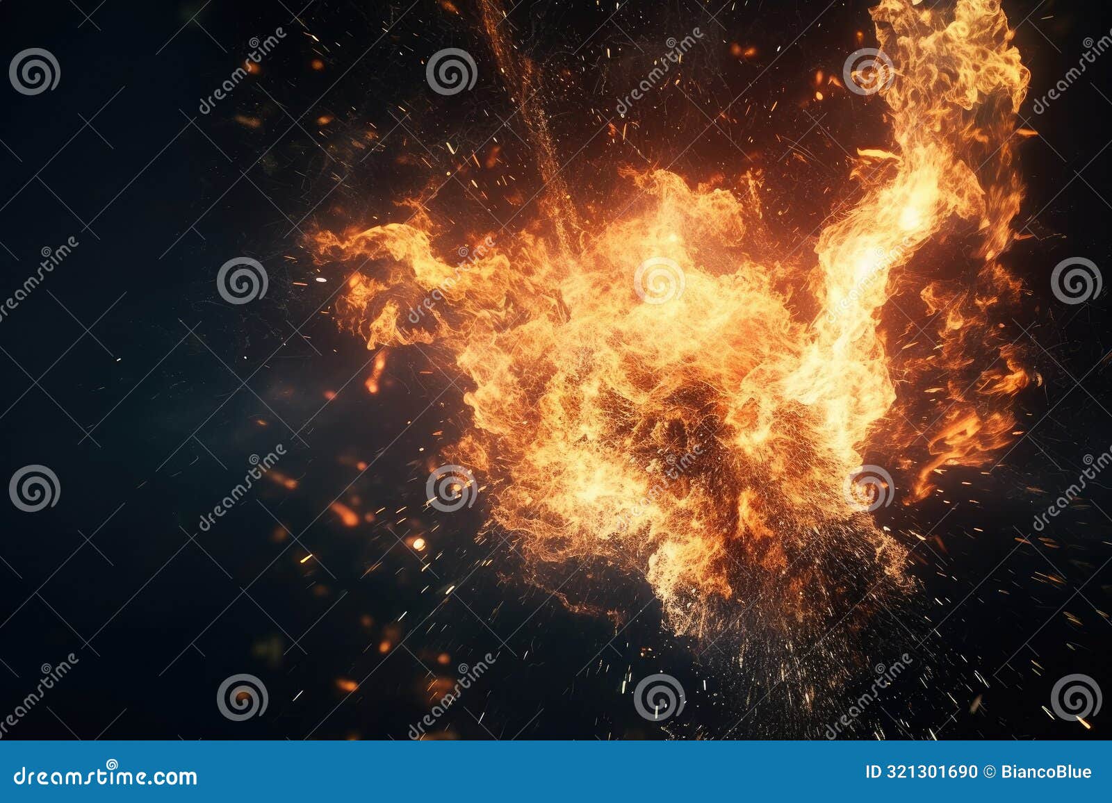 Fire Effect Bursting Explosion Light Orange Color, Emit Hot Temperature ...