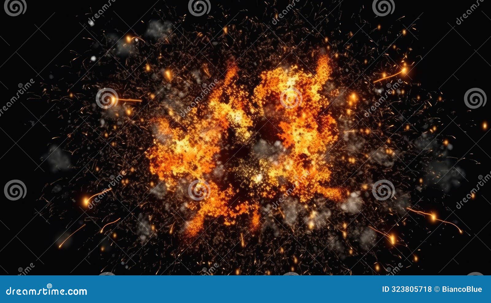 Fire Effect Bursting Explosion Light Orange Color, Emit Hot Temperature ...