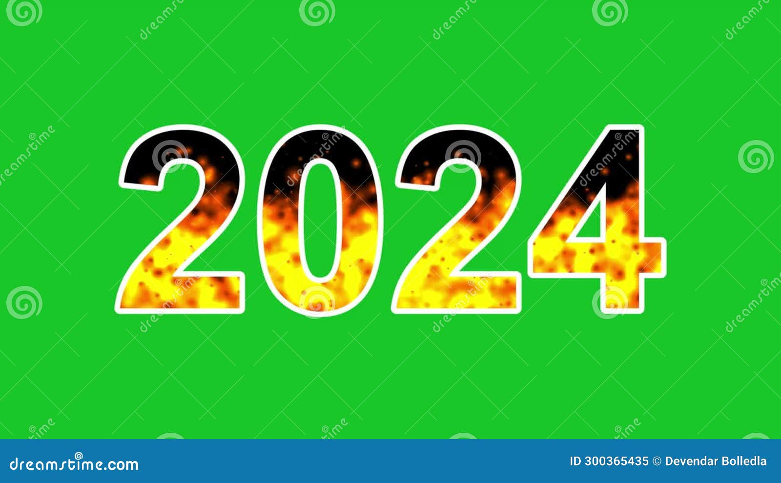 2024 with Fire Effect on Green Screen Background Stock Video - Video of ...